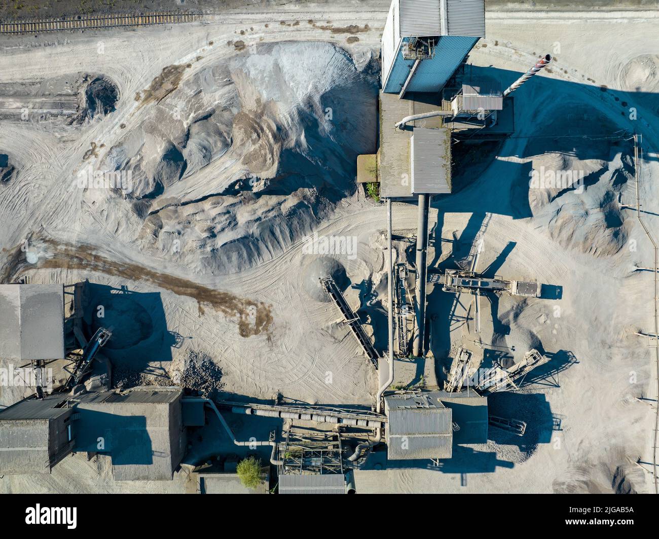 Cement Factory. Industrial Background. Aerial View of Cement Production Process. Sand Mixing ...