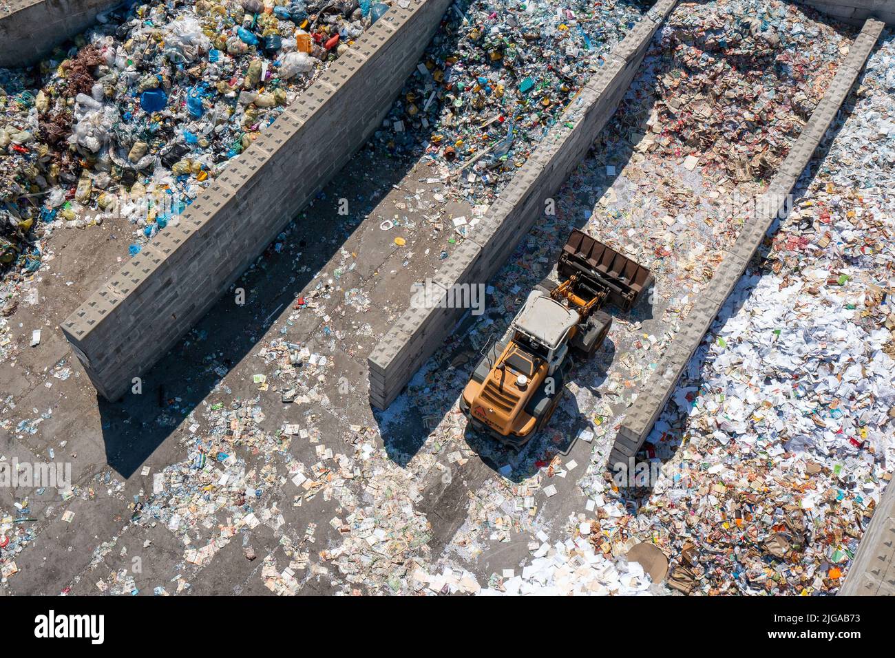 Aluminium Recycling. Aerial view of aluminium storage place. Industrial ...