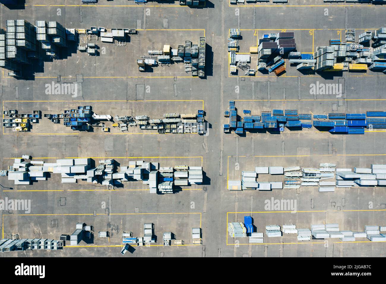 Industrial Elements Storage Place Aerial View. Steel Components Stock ...