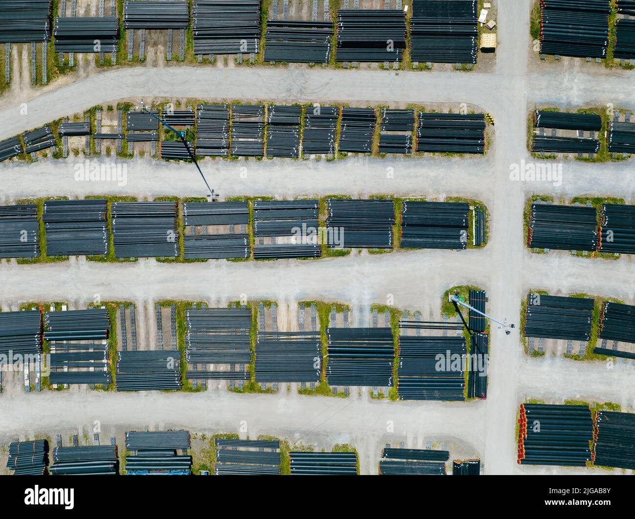 Polyethylene Pipes Stock. Aerial View of Industrial Storage Place of ...