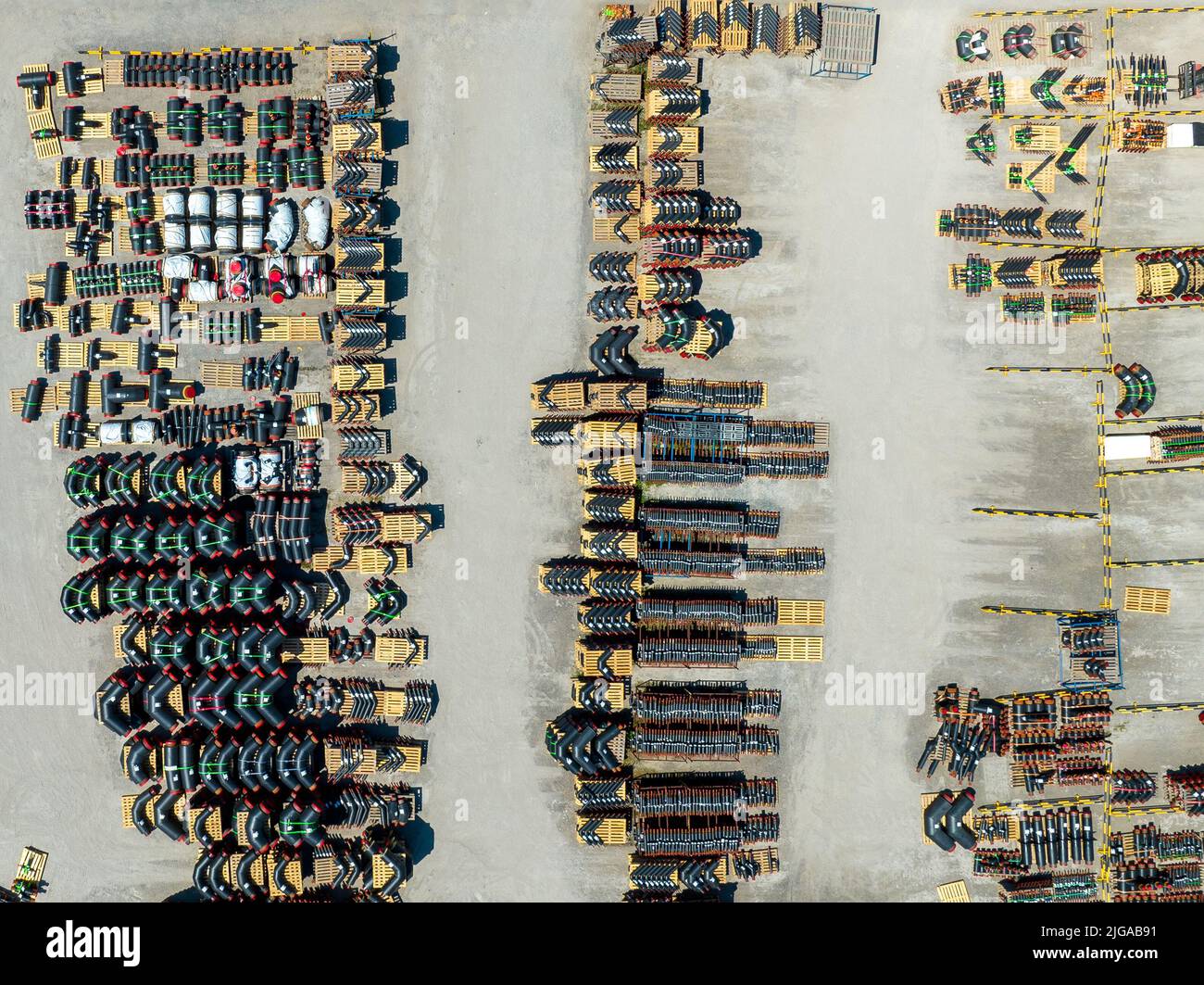 Industrial Elements Storage Place Aerial View. Steel Components Stock ...