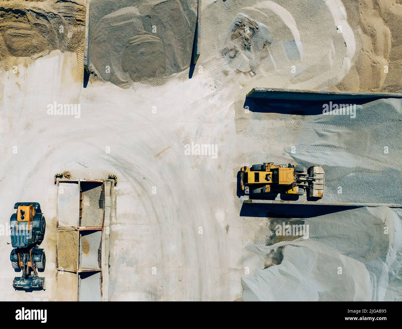 Cement Factory. Industrial Background. Aerial View of Cement Production Process. Sand Mixing ...