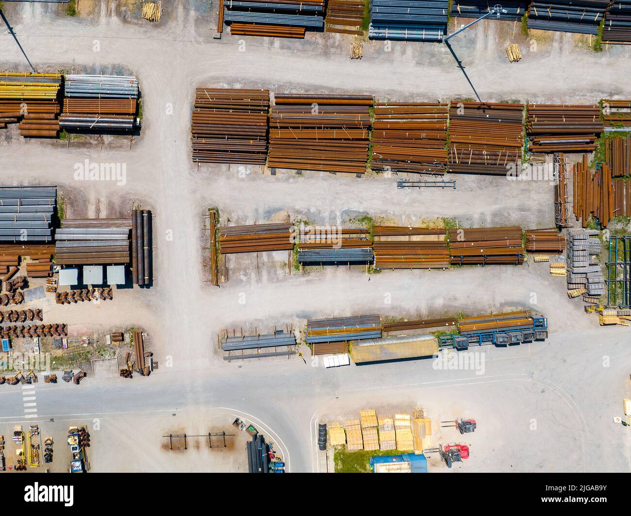 Stock Steel. Aerial View of Industrial Place. Steel Storage. Industrial ...