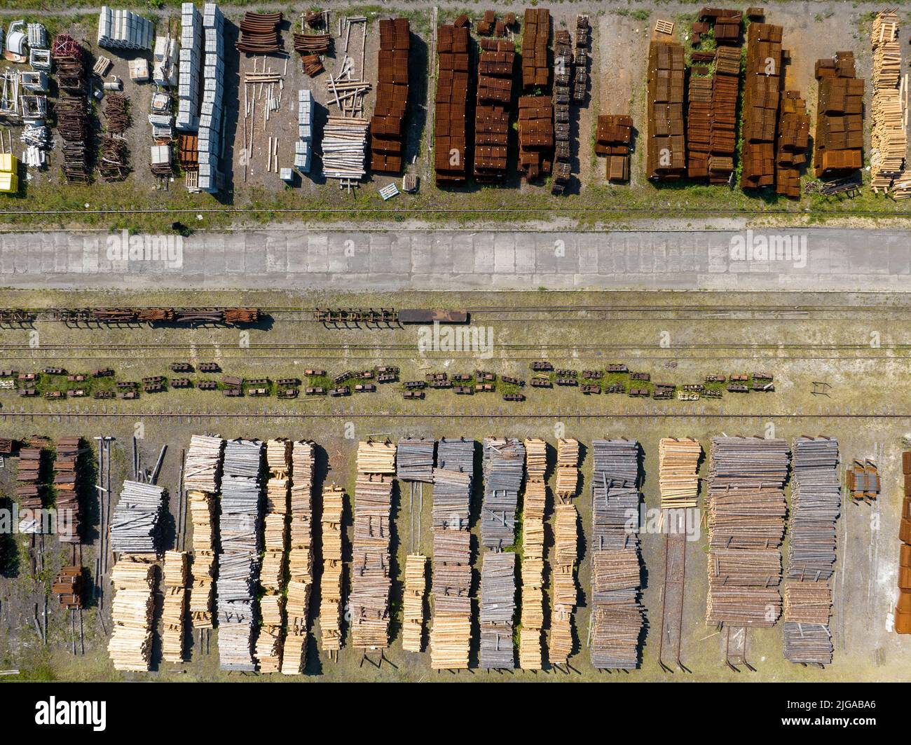 Stock Steel. Aerial View of Industrial Place. Steel Storage. Industrial ...