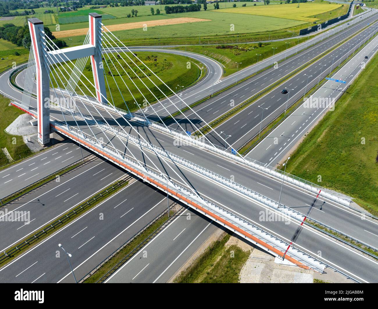 Gliwice, Poland. Highway Aerial View. Overpass and bridge from above ...