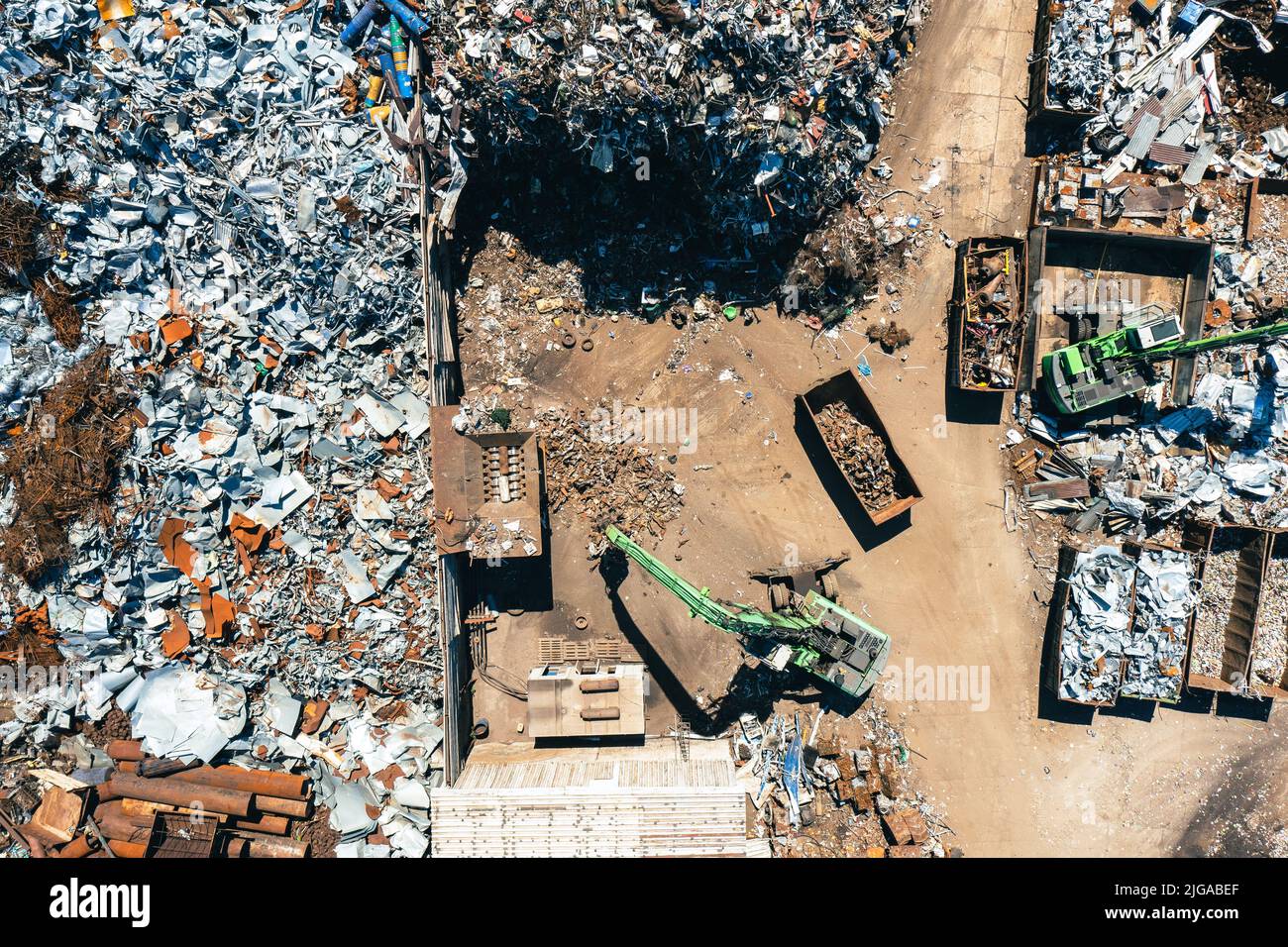 Scrap Metal Recycling. Aerial View of Industrial scrap Processing Stock ...