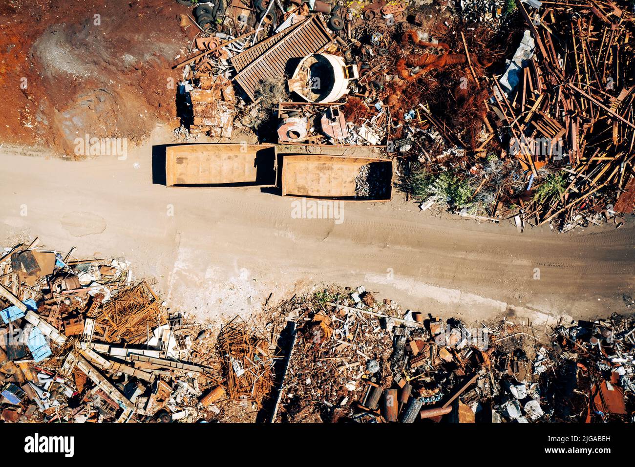 Scrap Metal Recycling. Aerial View of Industrial scrap Processing Stock ...