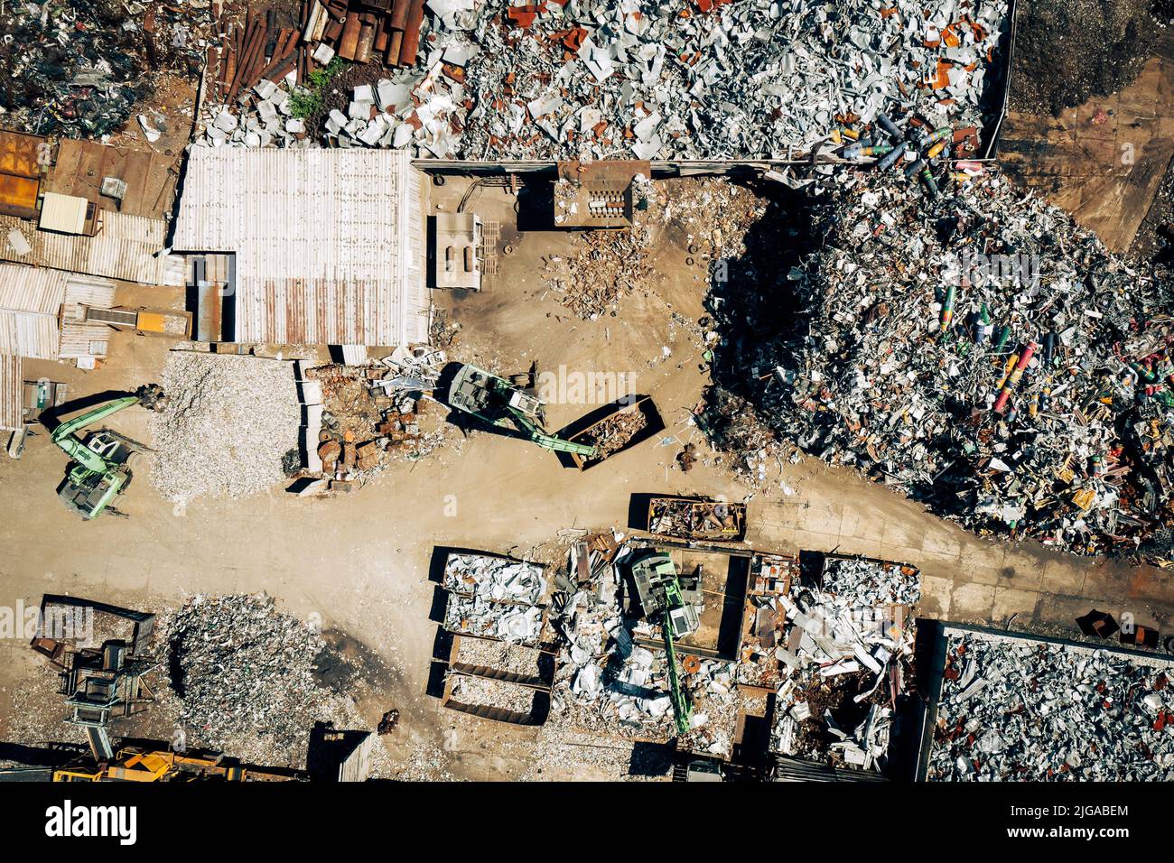 Scrap Metal Recycling. Aerial View of Industrial scrap Processing Stock ...