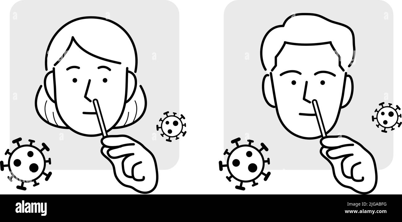 Covid19 coronavirus antigen self-test line icon or pictogram vector set ...