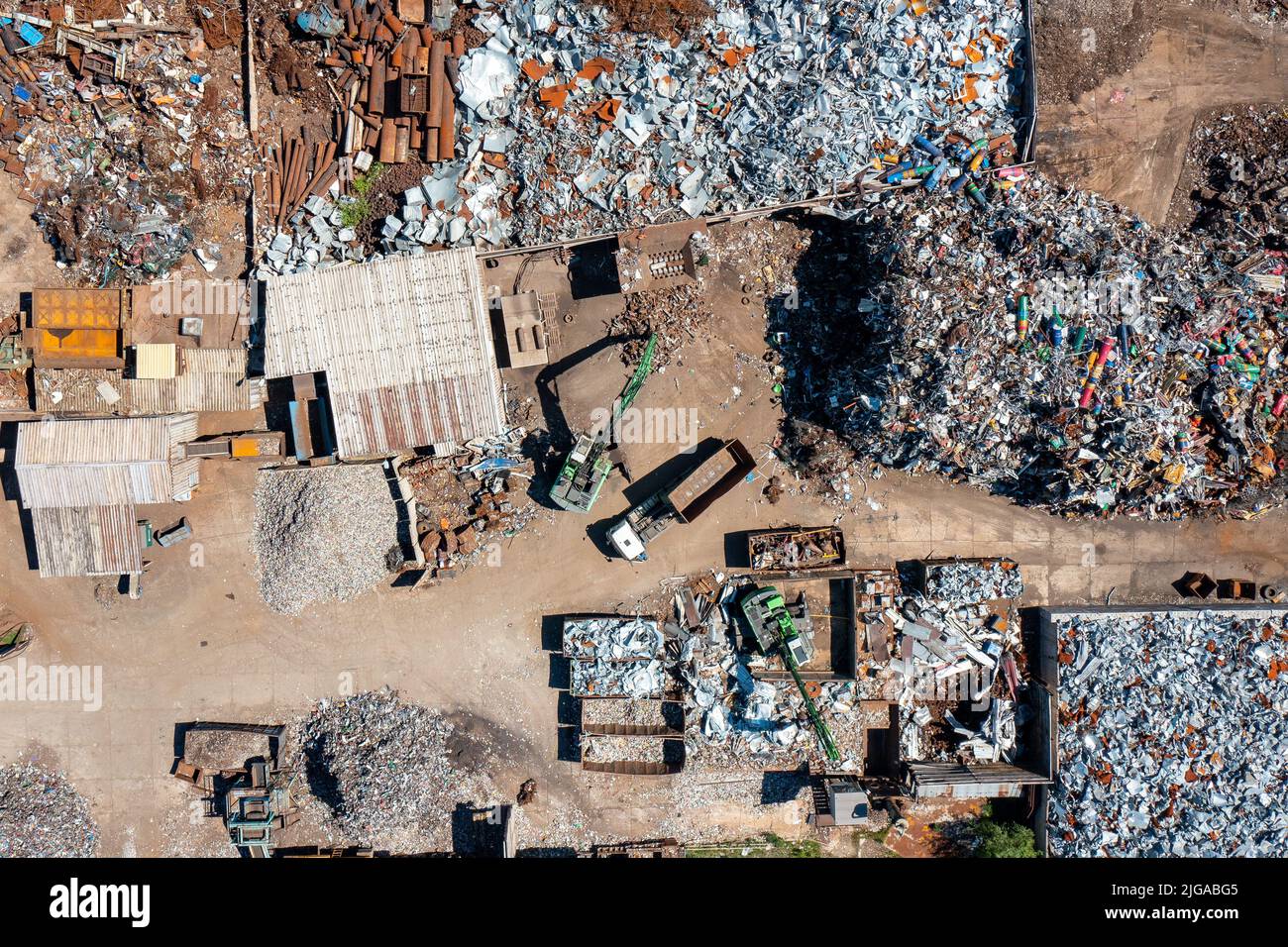Scrap Metal Recycling. Aerial View of Industrial scrap Processing Stock ...