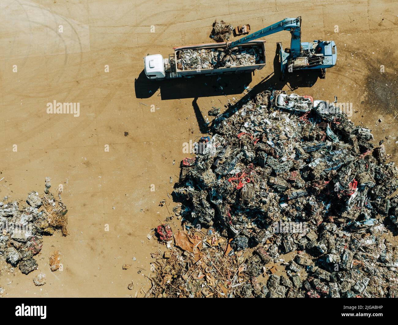 Scrap Metal Recycling. Aerial View of Industrial scrap Processing Stock ...