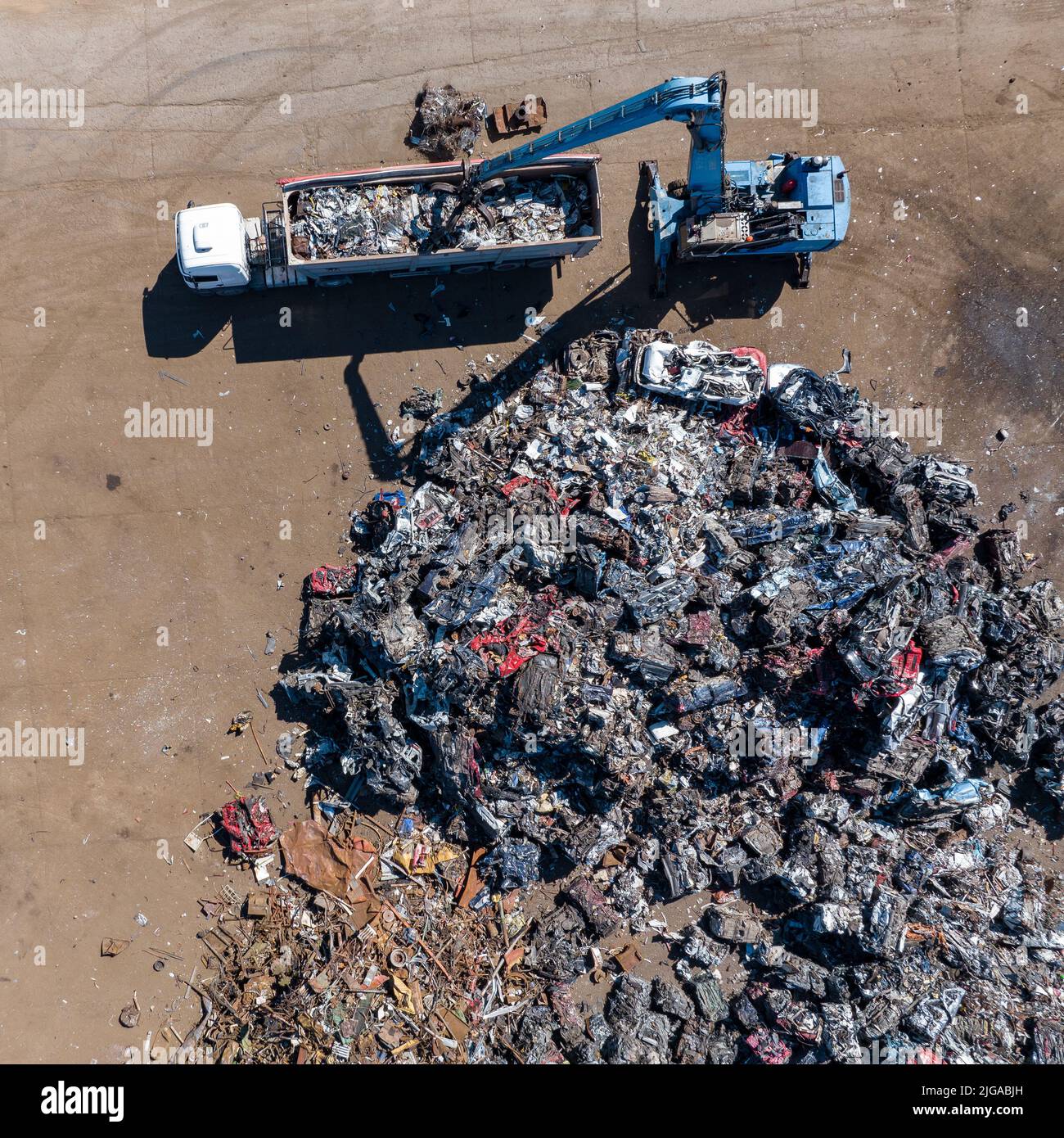 Scrap Metal Recycling. Aerial View of Industrial scrap Processing Stock ...