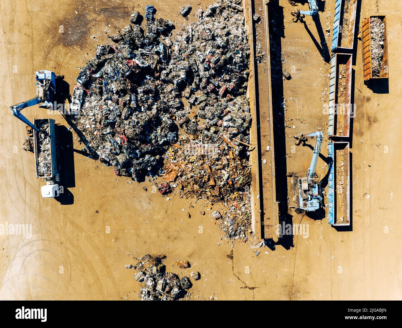Scrap Metal Recycling. Aerial View of Industrial scrap Processing Stock ...