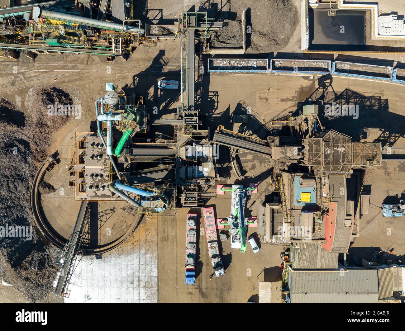 Scrap Metal Recycling. Aerial View of Industrial scrap Processing Stock ...
