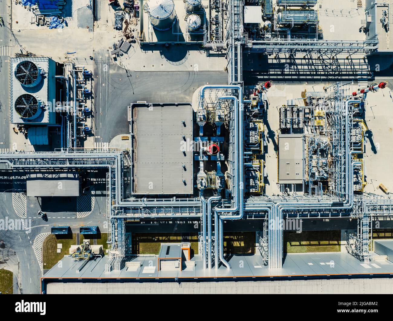 Factory Oil and Gas Refinery. Modern Fuel Energy Factory. Aerial Top ...