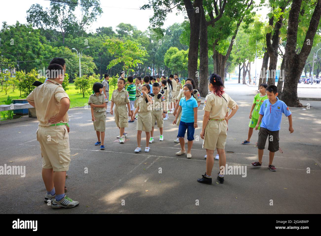 the images of the scouts when they have outdoor activities in a Tao Dan ...