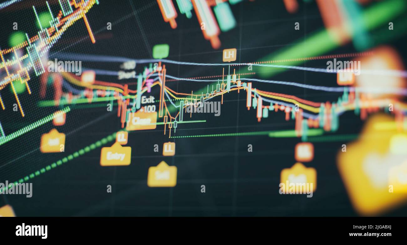 Bar graphs, Diagrams, financial figures. Abstract glowing forex chart ...