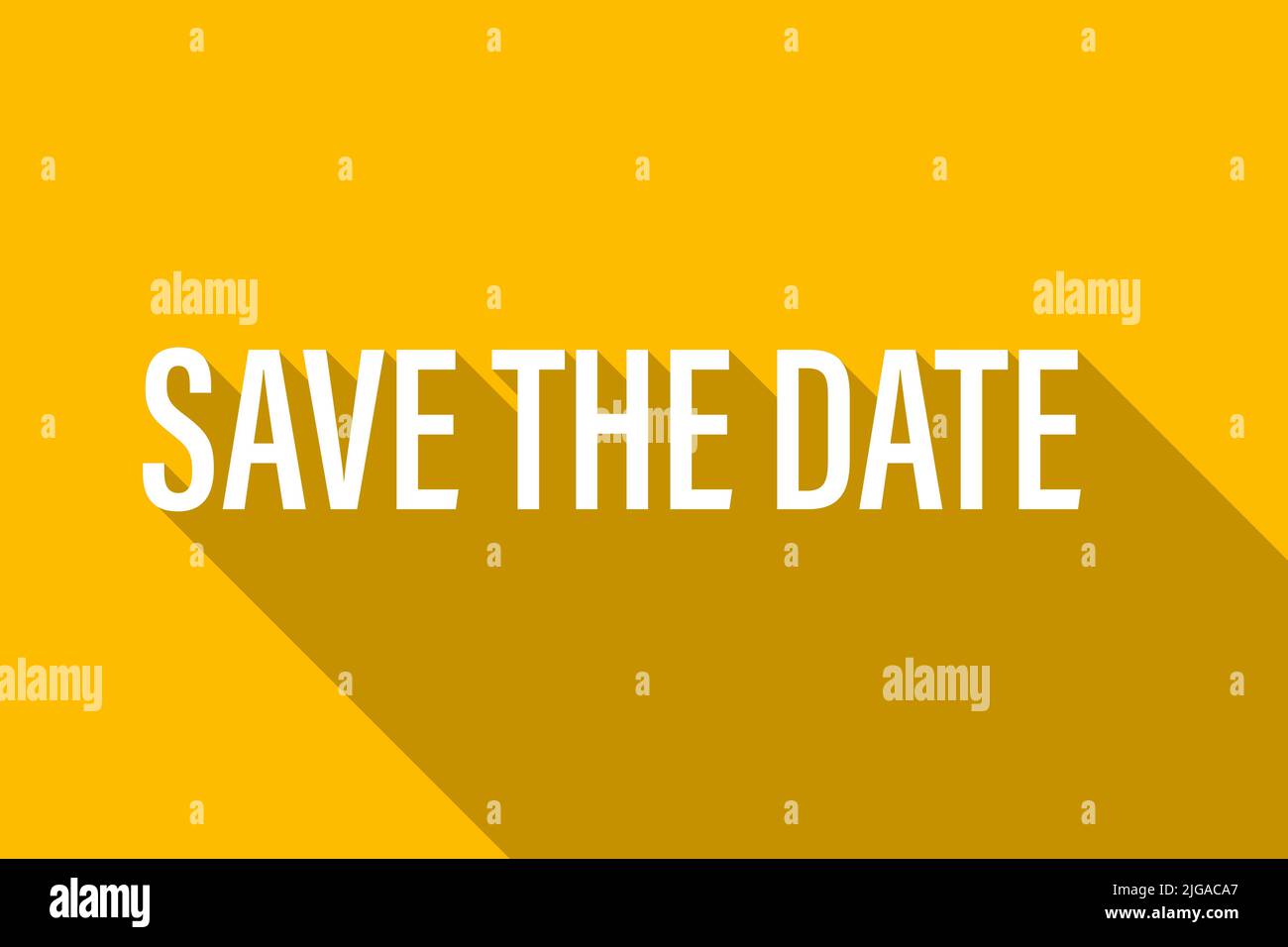 Save the date with long shadow text on yellow background with copy ...