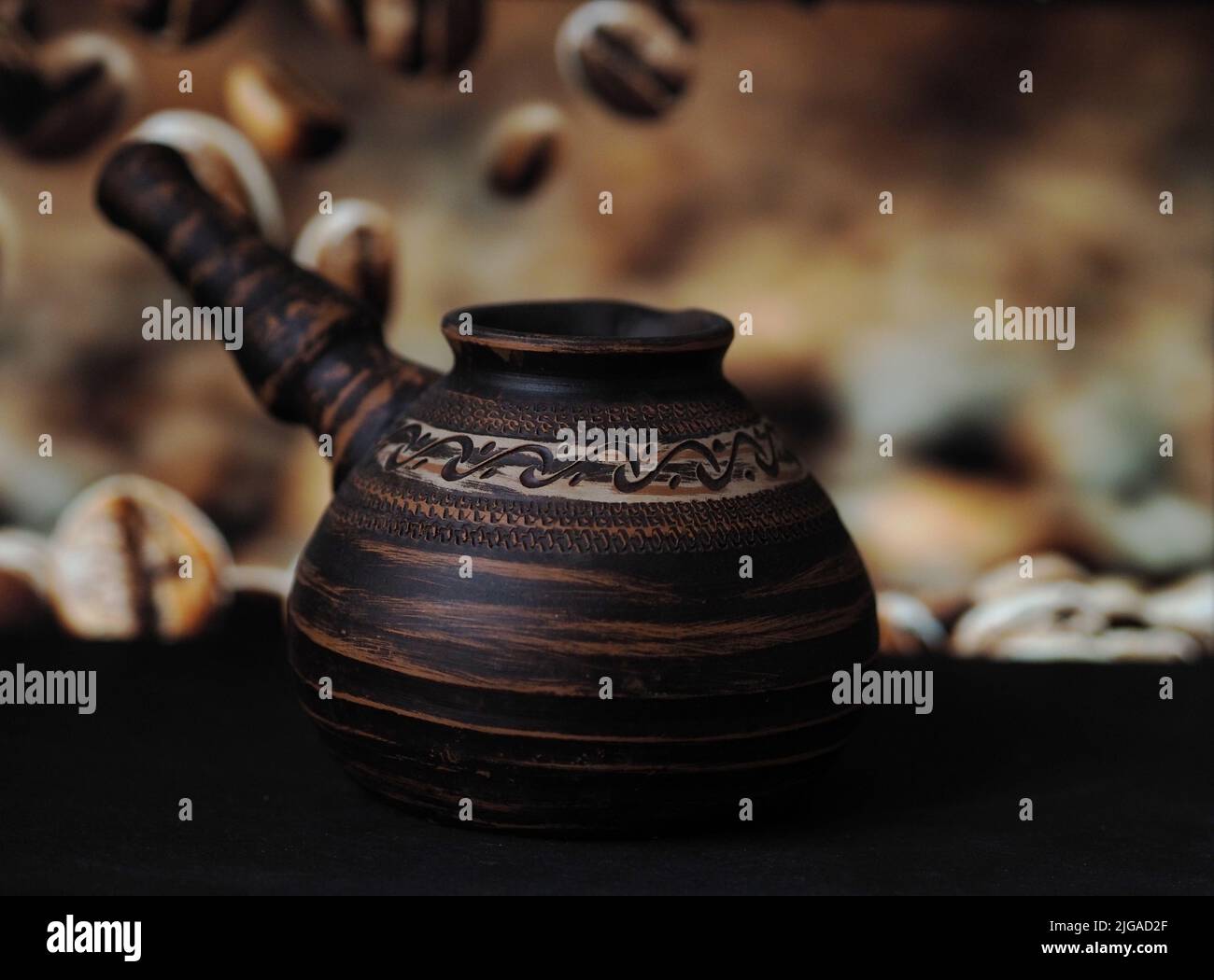 Clay coffee turk, brown background, close-up Stock Photo - Alamy