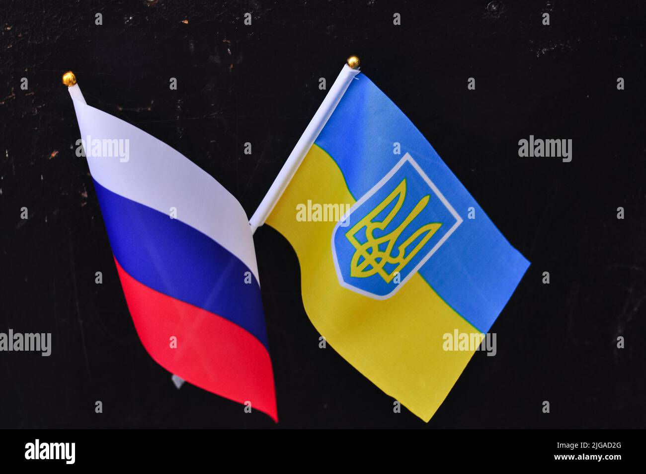 Ukrainian russian flags two flags hi-res stock photography and images ...