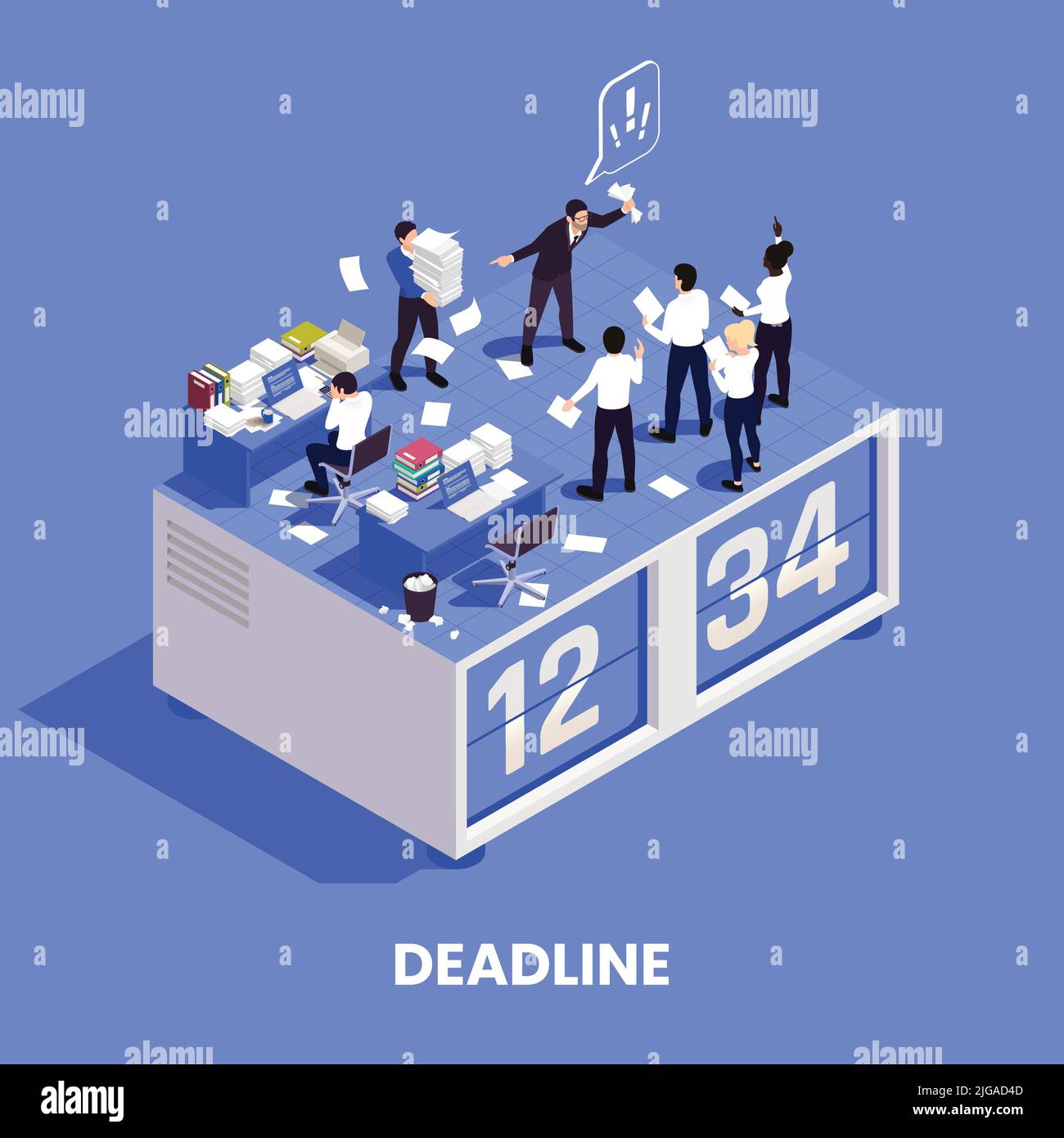Chaotic messy office work isometric composition with disorganized ... Chaotic messy office work isometric composition with disorganized ...