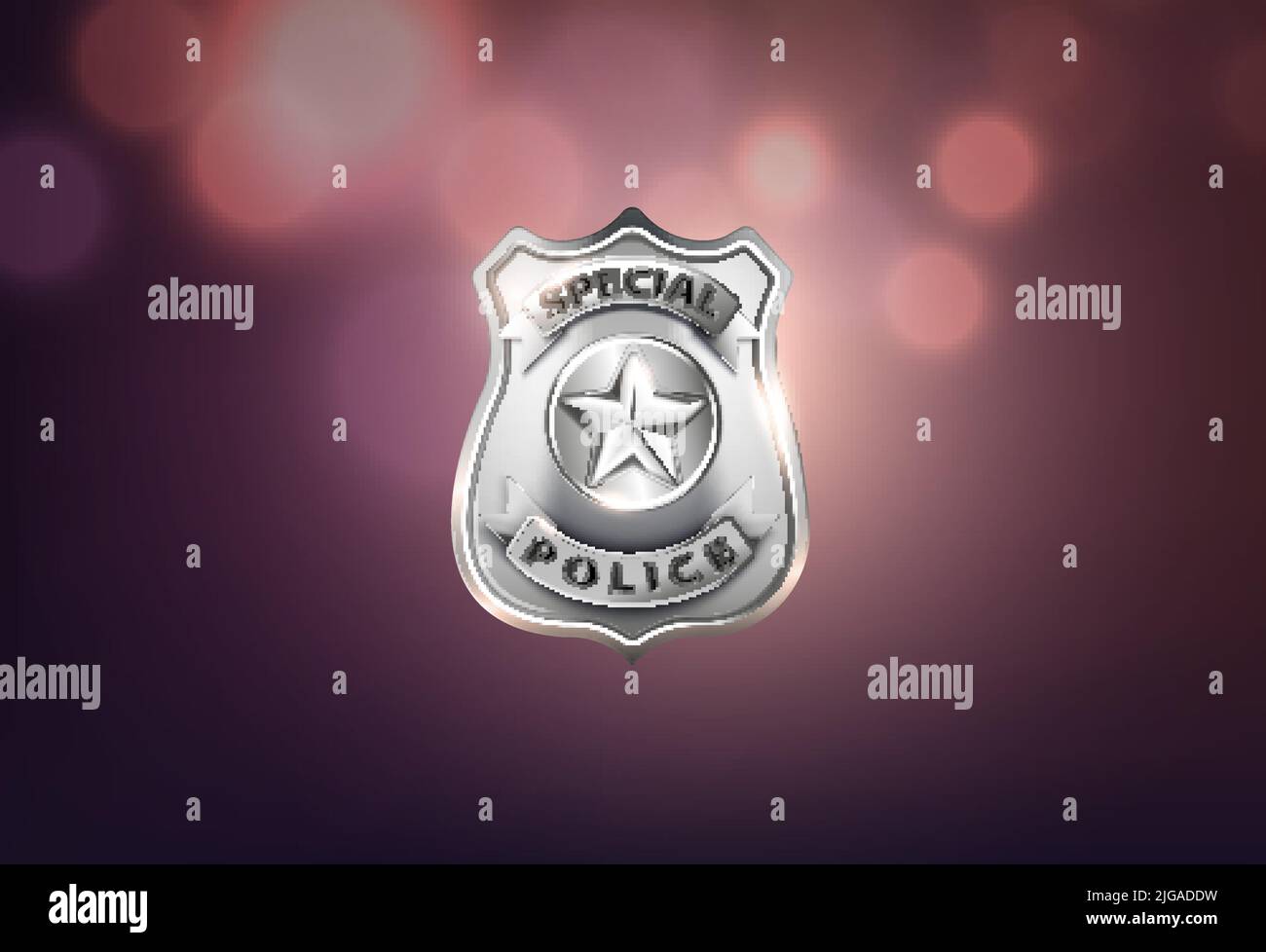 Police badge background realistic composition with blurry background ...