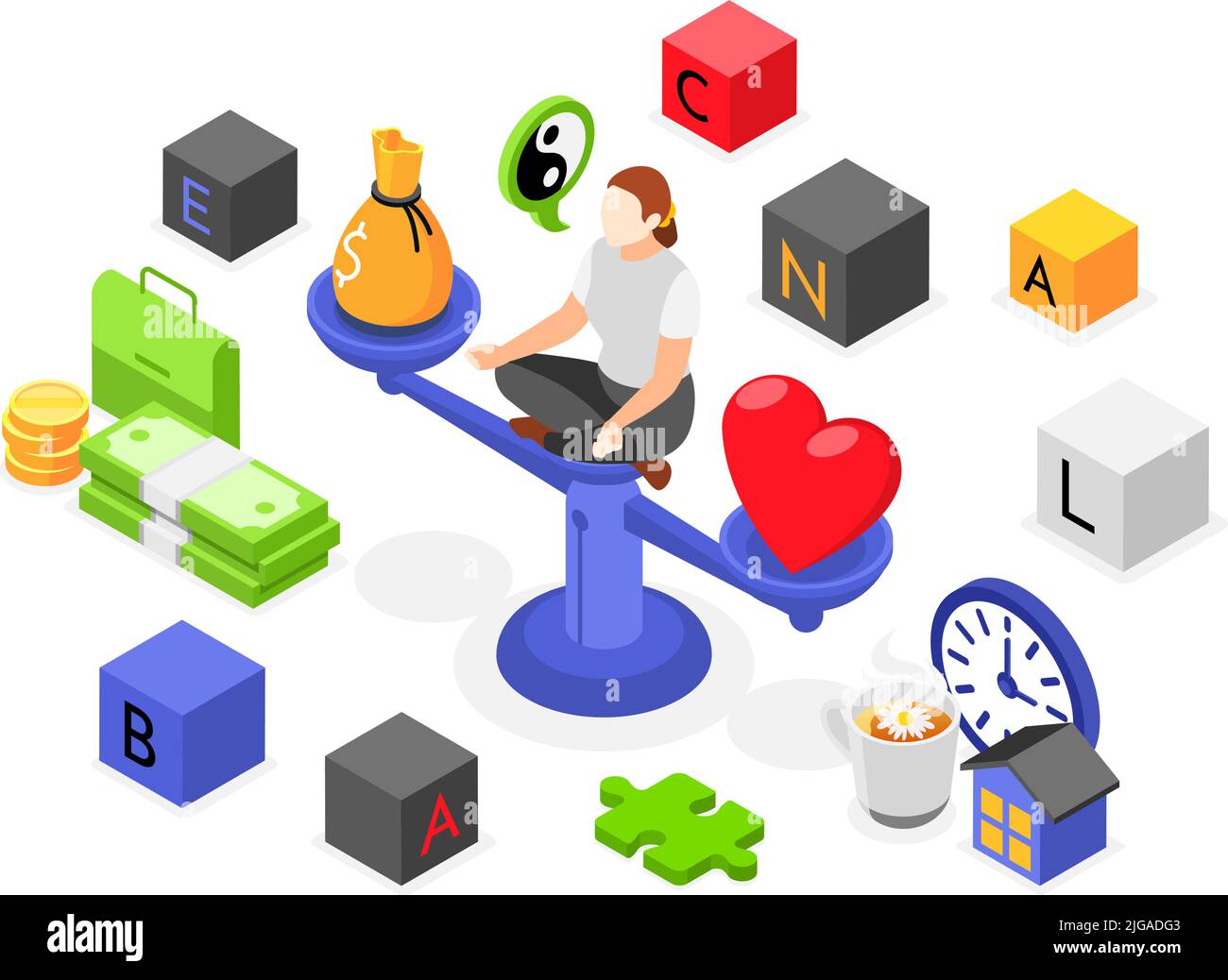 Balancing set 3d illustration Stock Vector Images - Alamy