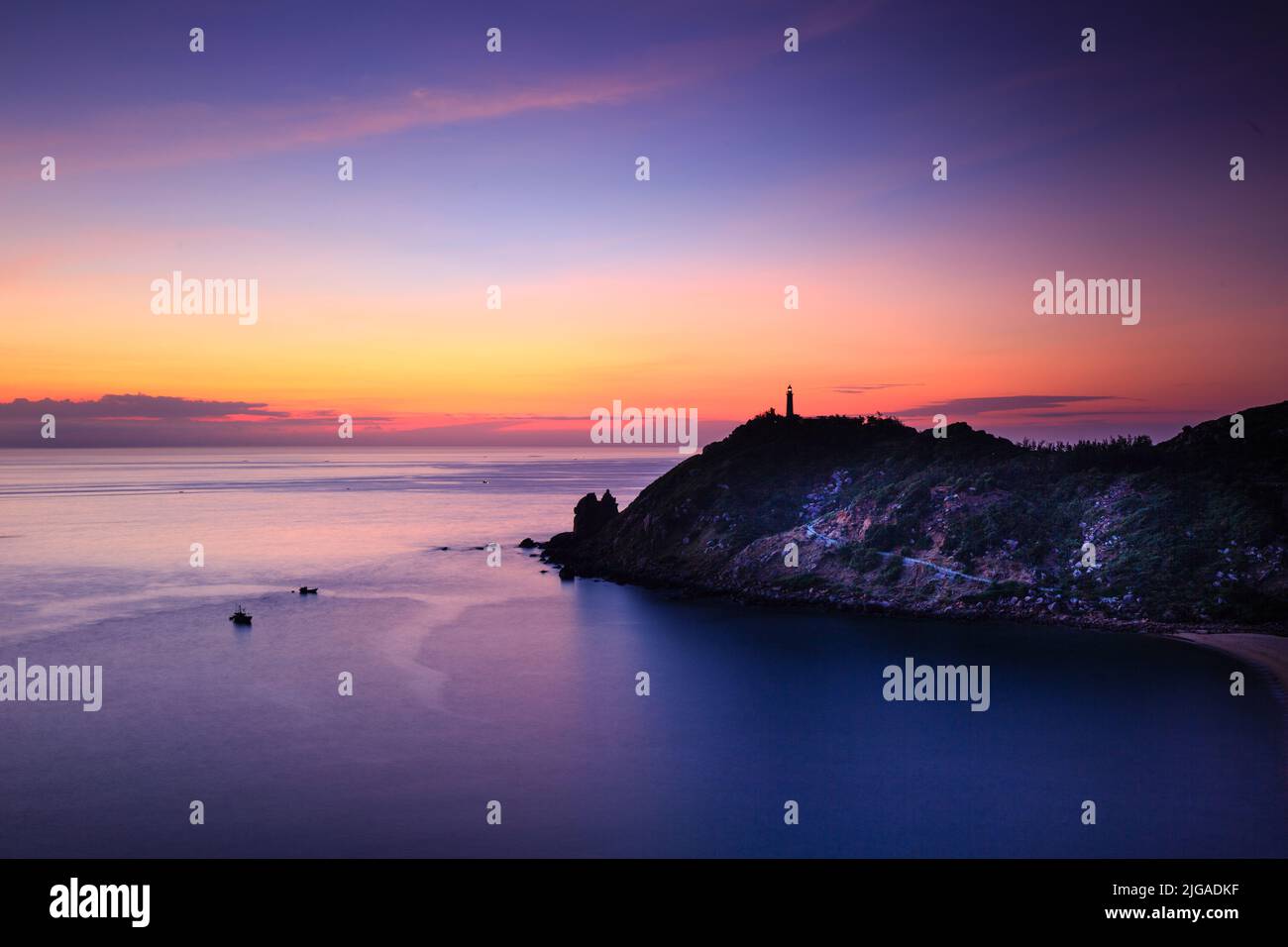 Mui Dien Lighthouse, Phu Yen province, Vietnam at sunrise Stock Photo ...