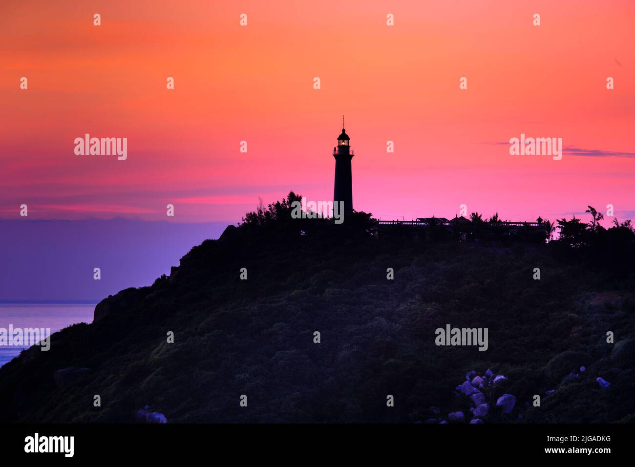 Mui Dien Lighthouse, Phu Yen province, Vietnam at sunrise Stock Photo ...