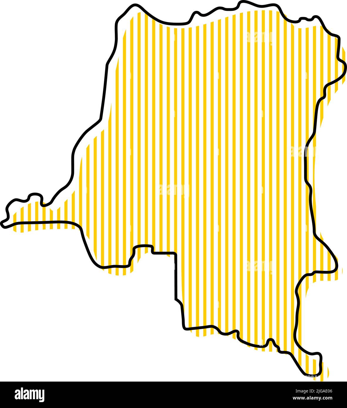 Stylized simple outline map of Democratic Republic of the Congo icon ...