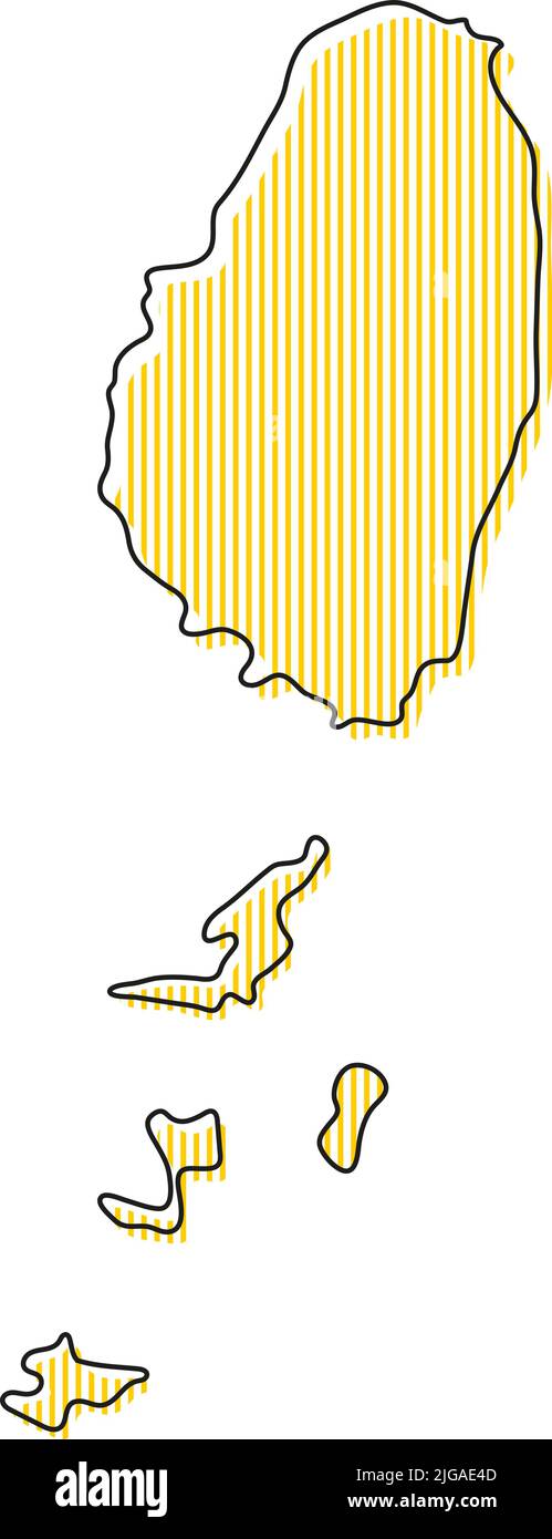 Stylized simple outline map of Saint Vincent and the Grenadines icon ...