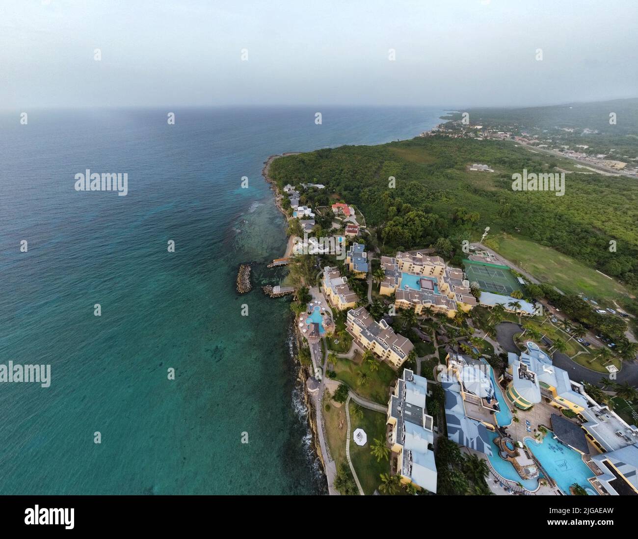 An aerial view of seaside hotel buildings Stock Photo - Alamy