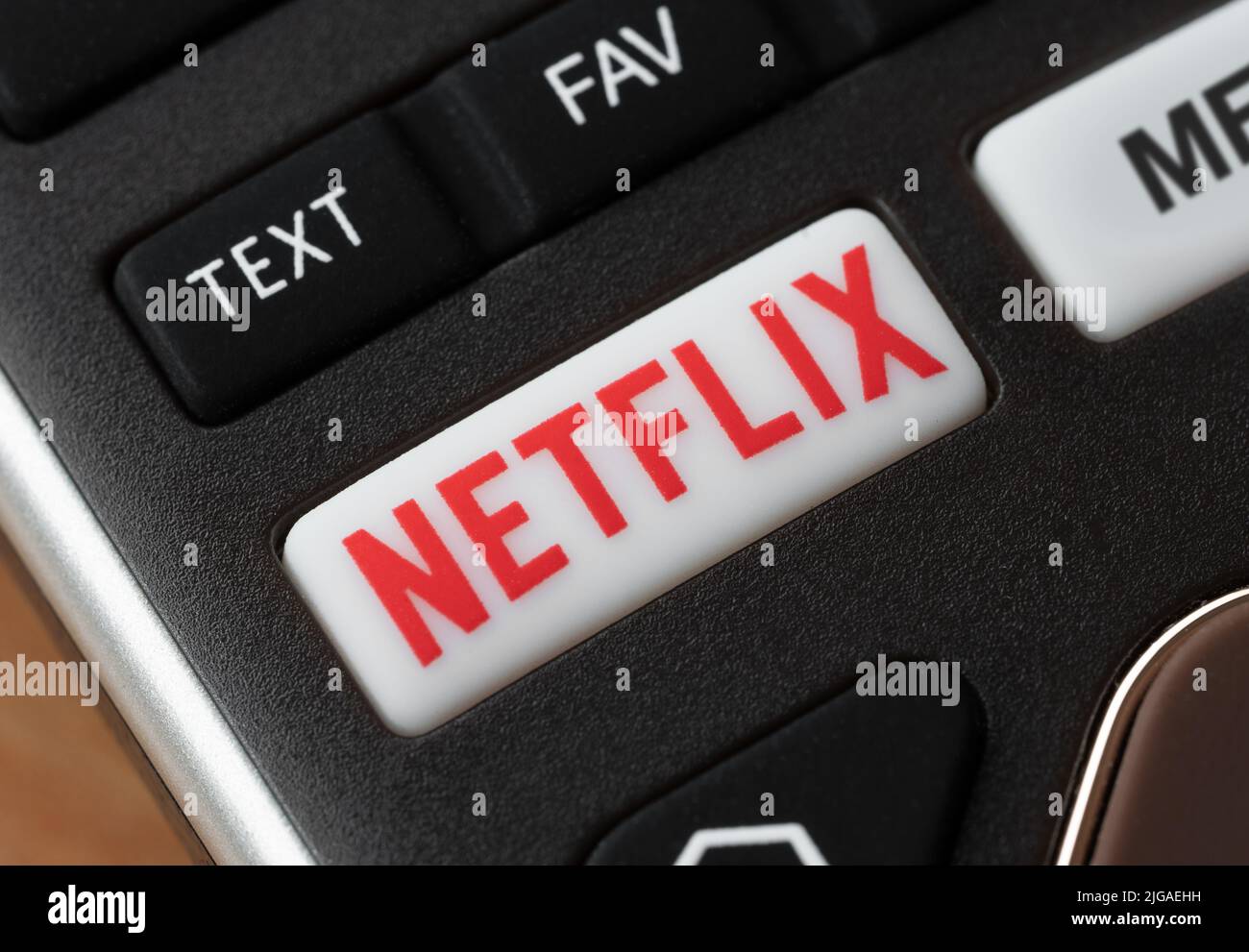 New York, USA - July 14, 2022: Netflix button on remote control ...