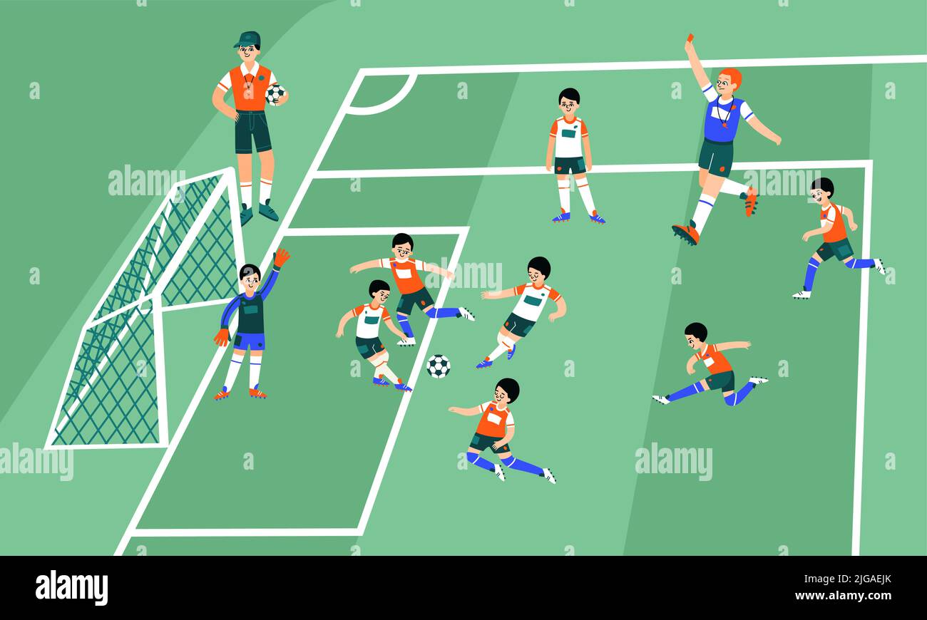 Football soccer composition the youth team plays soccer under ...