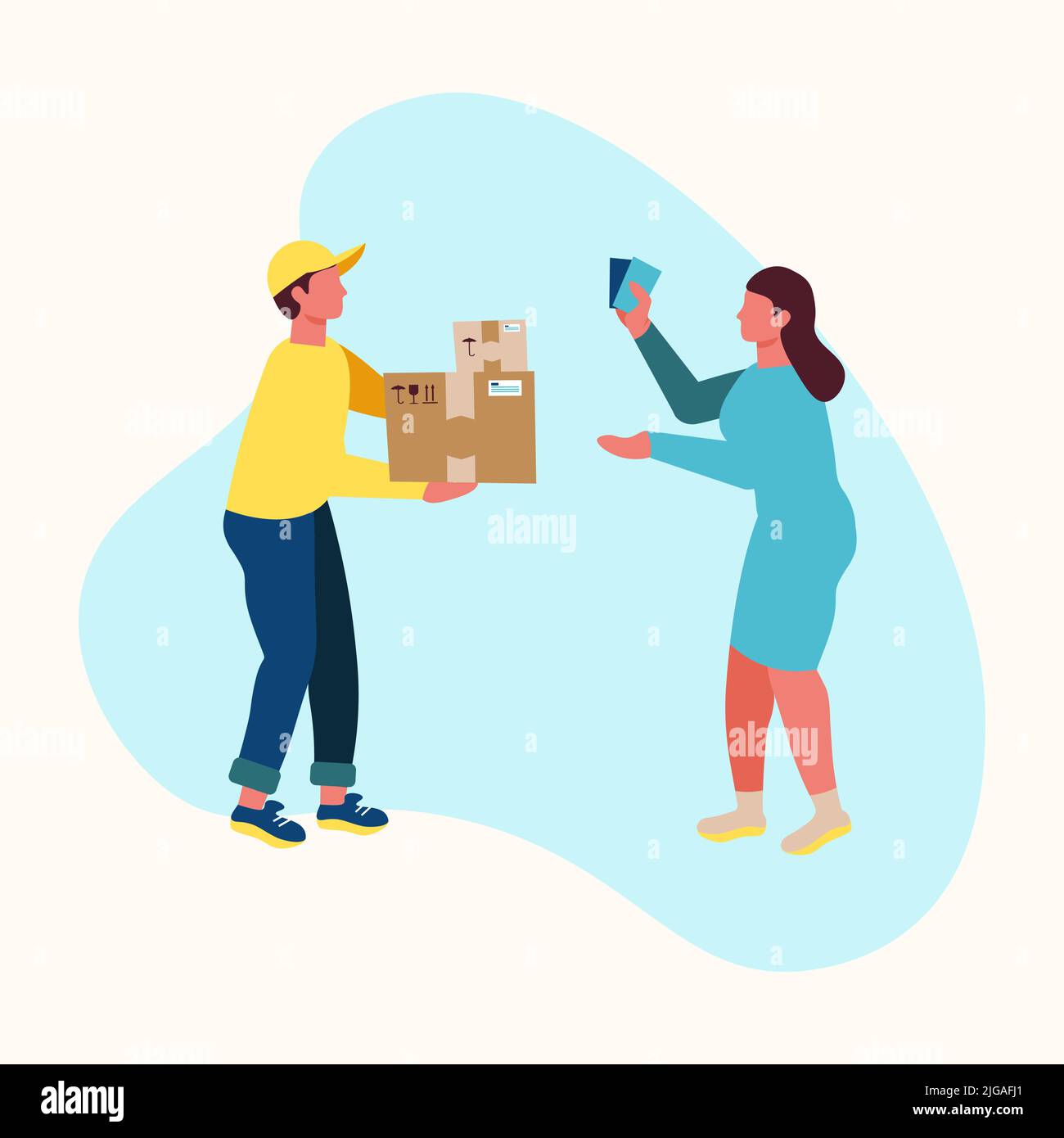 Cartoon man delivery truck icon hi-res stock photography and images - Alamy