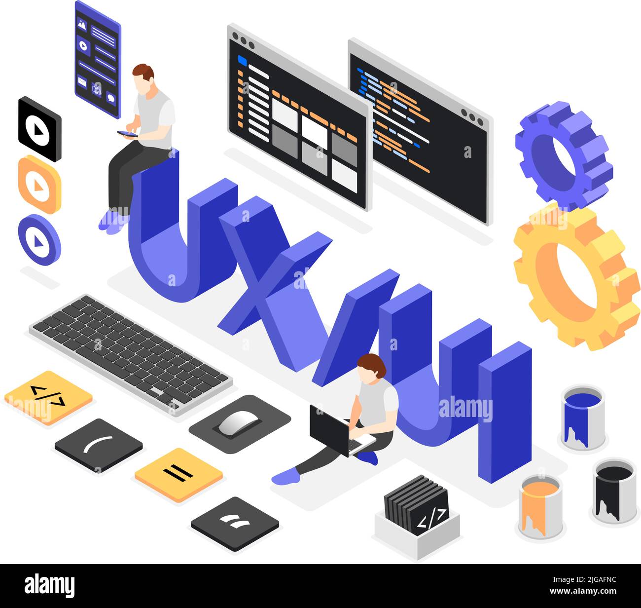 User interface development isometric composition with set of switches ...