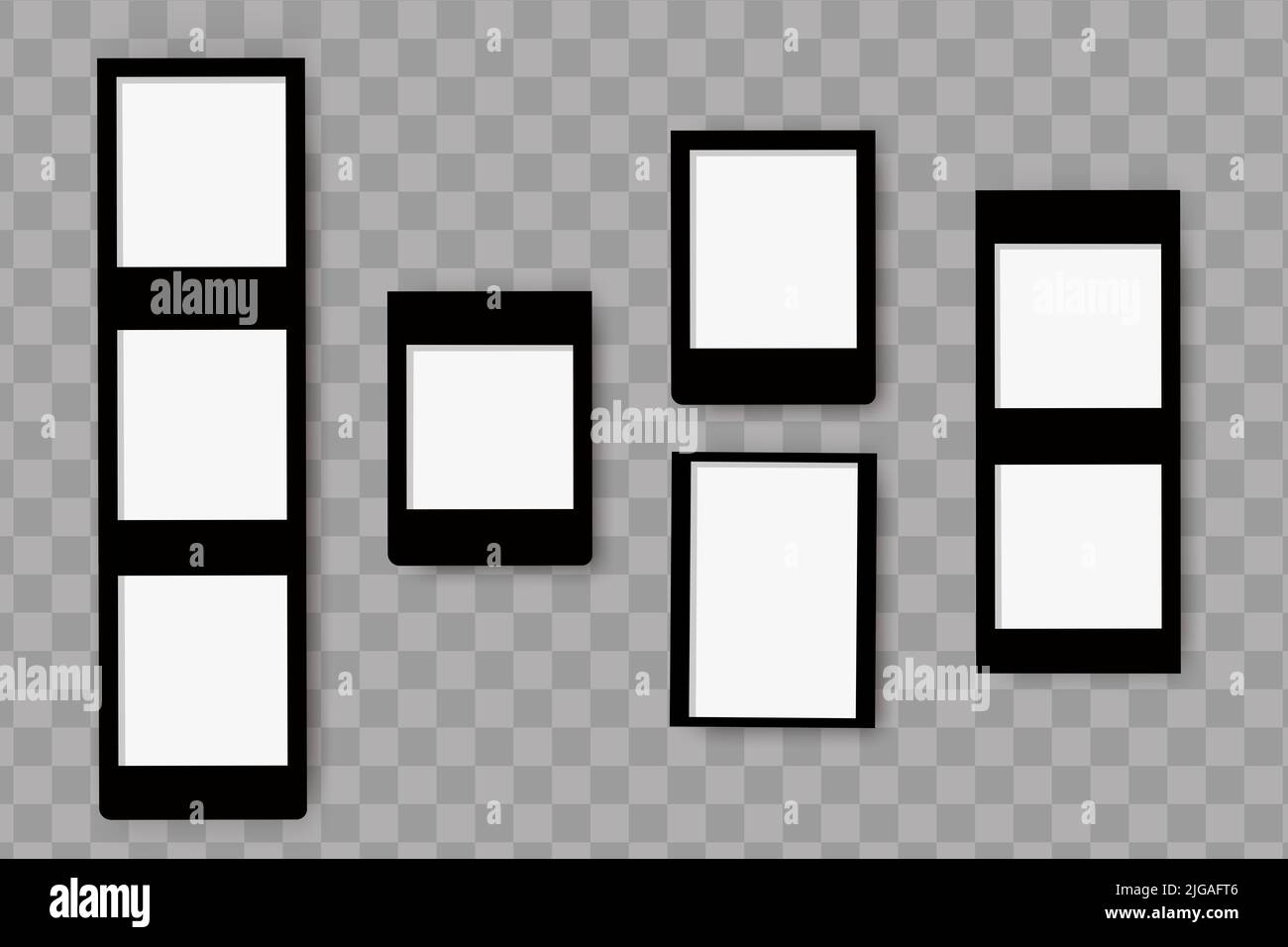Modern photo frames with shadow isolated on transparent background.Set ...