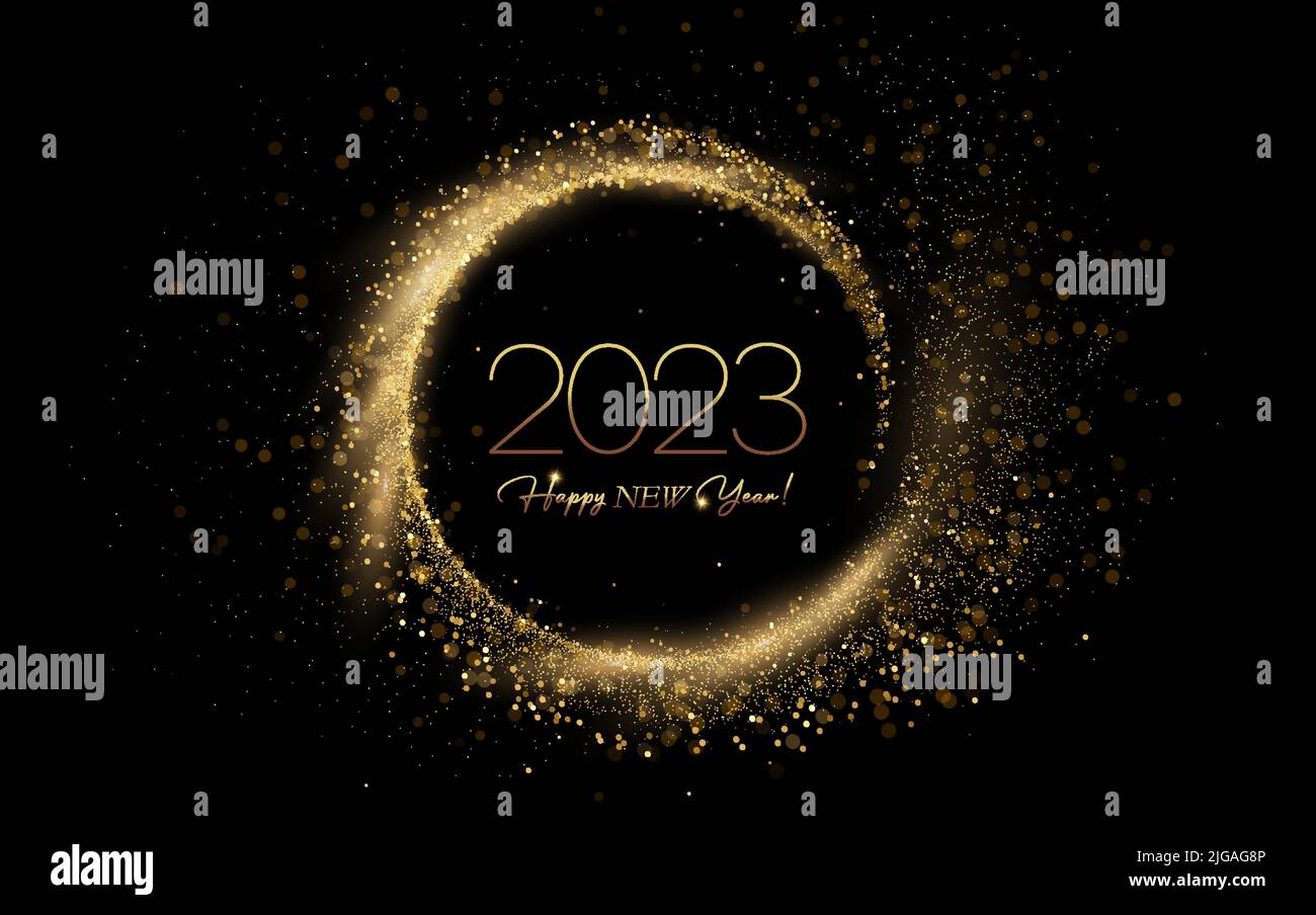 2023 New Year Abstract shiny color gold wave design element Stock ...