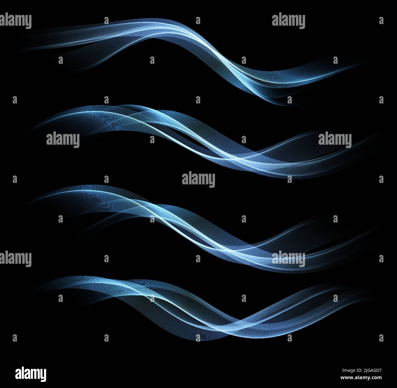 Abstract Waves. Shiny moving lines design element on dark background ...