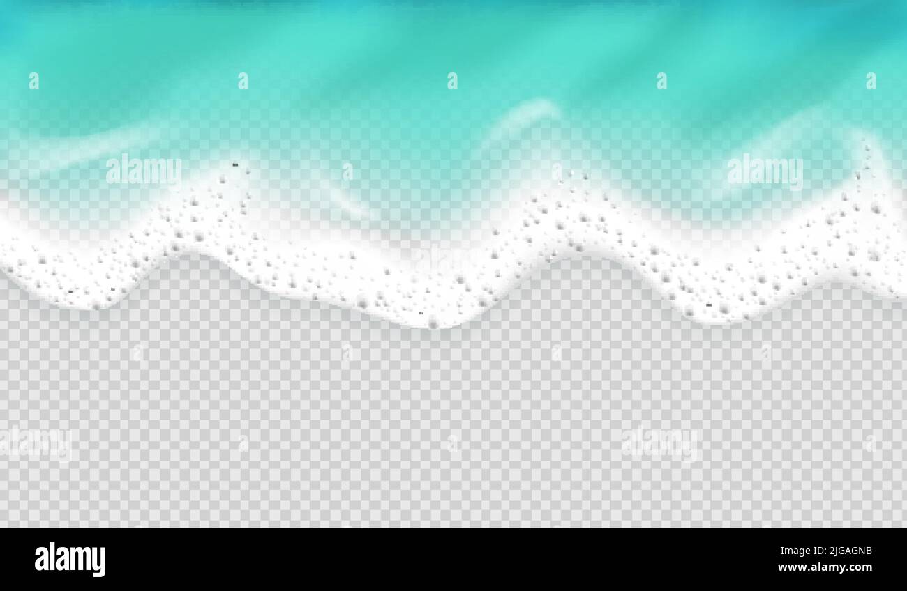 Sea wave foam realistic composition turquoise wave flows down from the ...