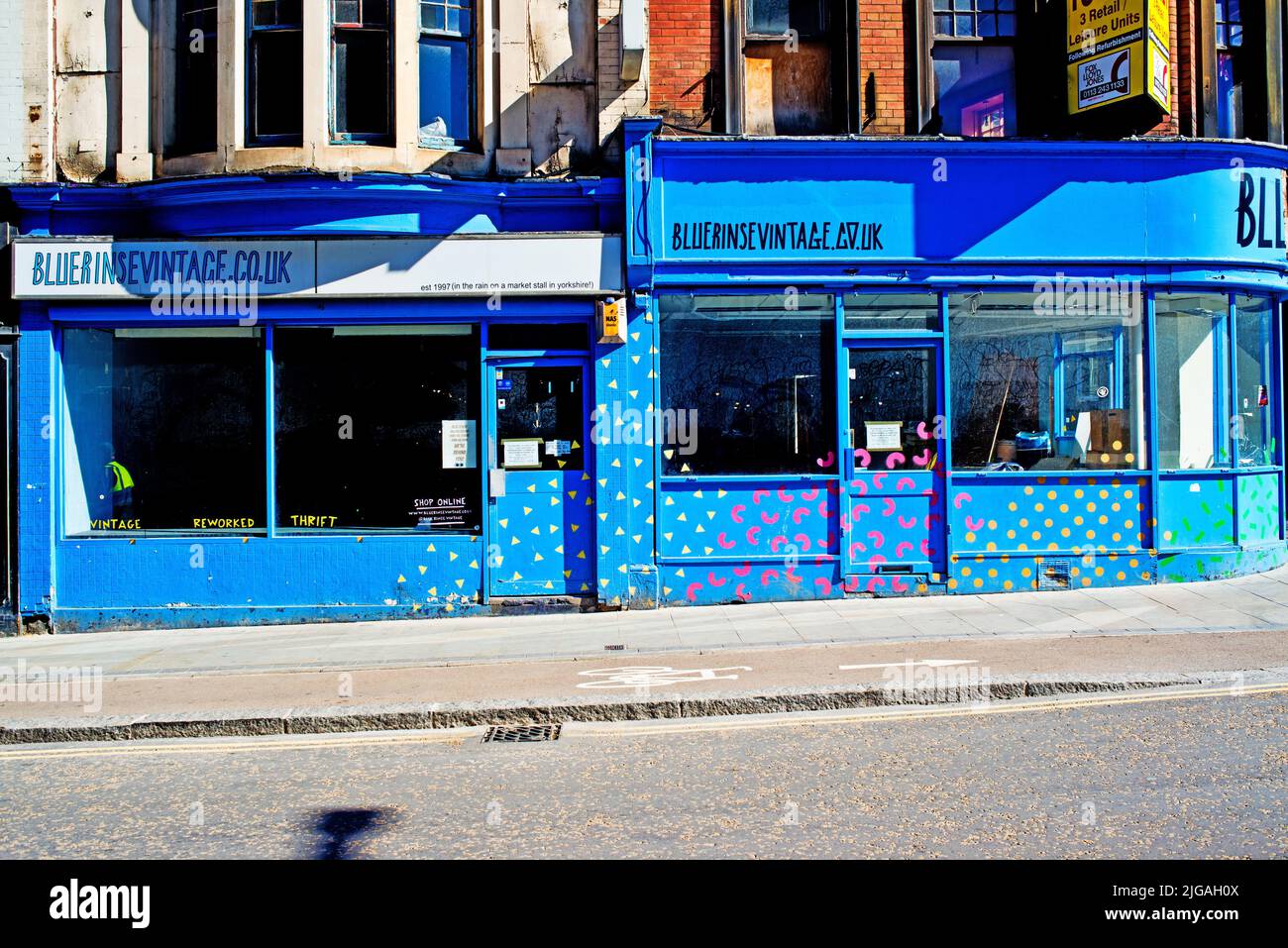 Closed Blue Rinse Vintage Shop, Call lane, Leeds, England Stock Photo ...