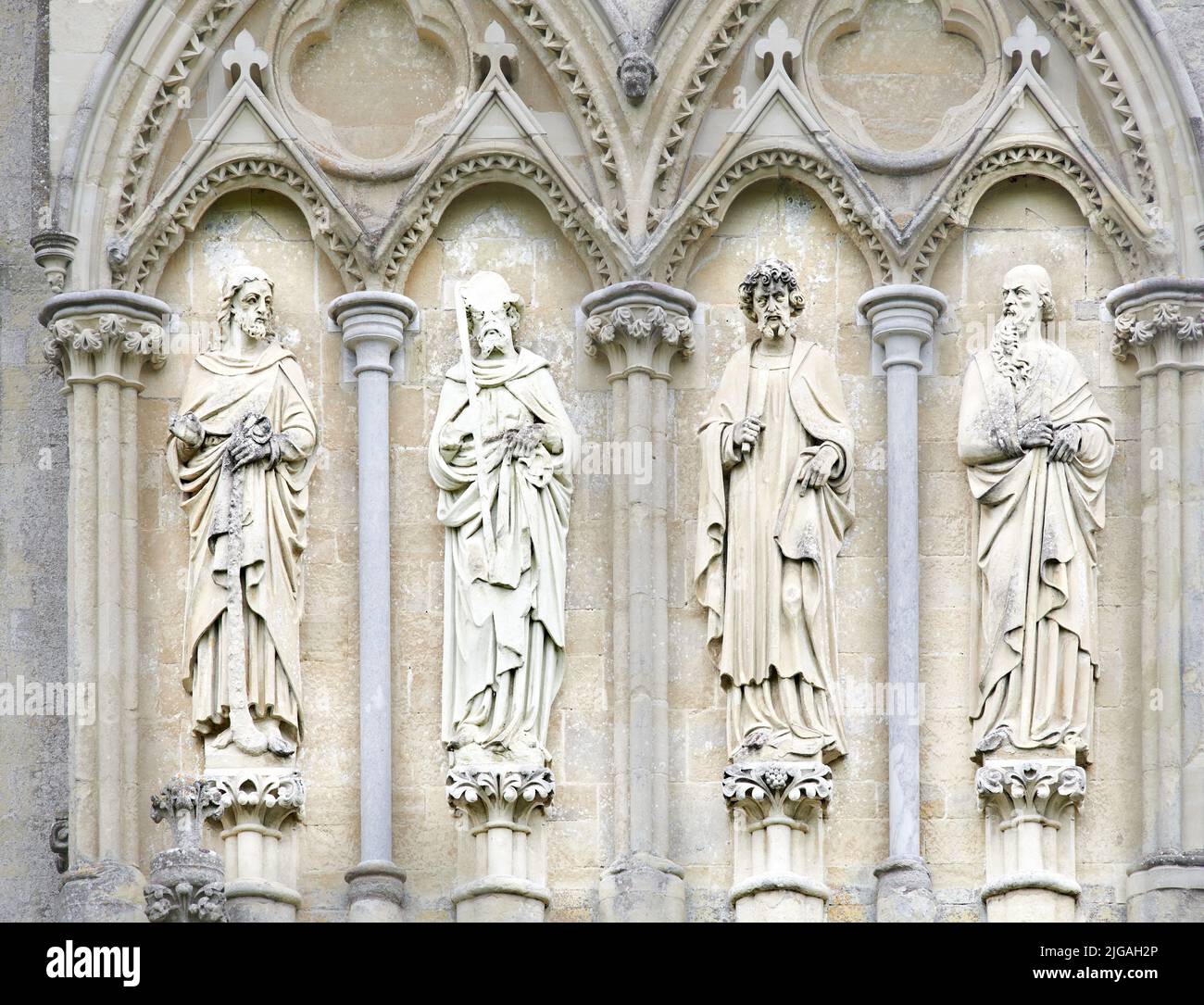 A collection of four statues on the west front wall of the thirteenth ...