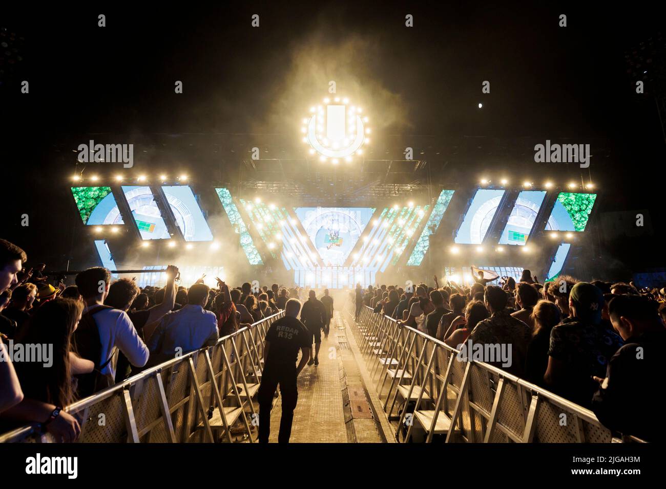 People dance and enjoy the first day of Ultra Europe Festival at Park ...