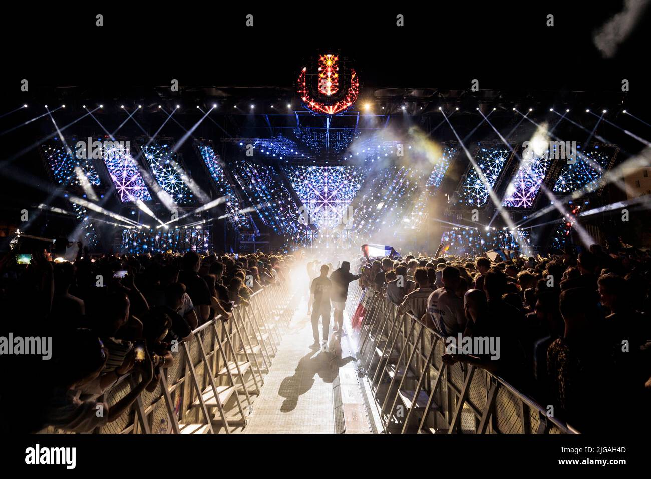 People dance and enjoy the first day of Ultra Europe Festival at Park ...