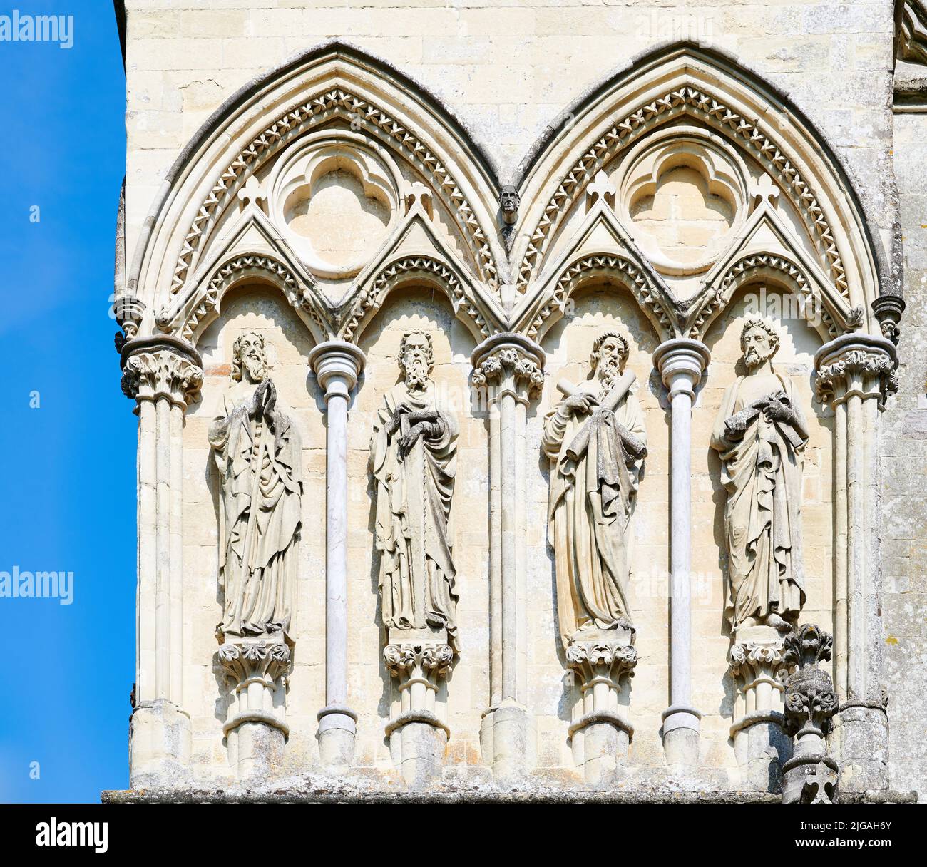 A collection of four statues on the west front wall of the thirteenth ...
