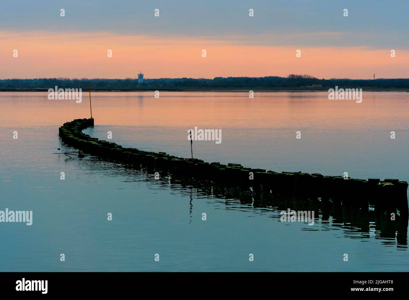 Authie bay at twilight, Berck-sur-mer, Picardie, Pas-de-Calais, Hauts ...