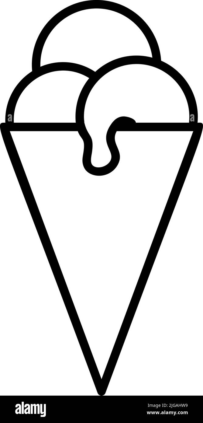 Ice cream cone with one scoop line art icon for apps and websites on ...