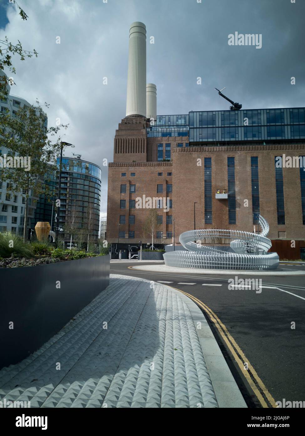 Around Battersea Power Station, London, UK, Oct 2021. Roadside approach ...