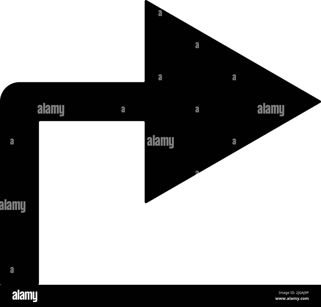 Right arrow turn icon. Simple glyph, flat vector of arrows icons for UI and UX, website or ...