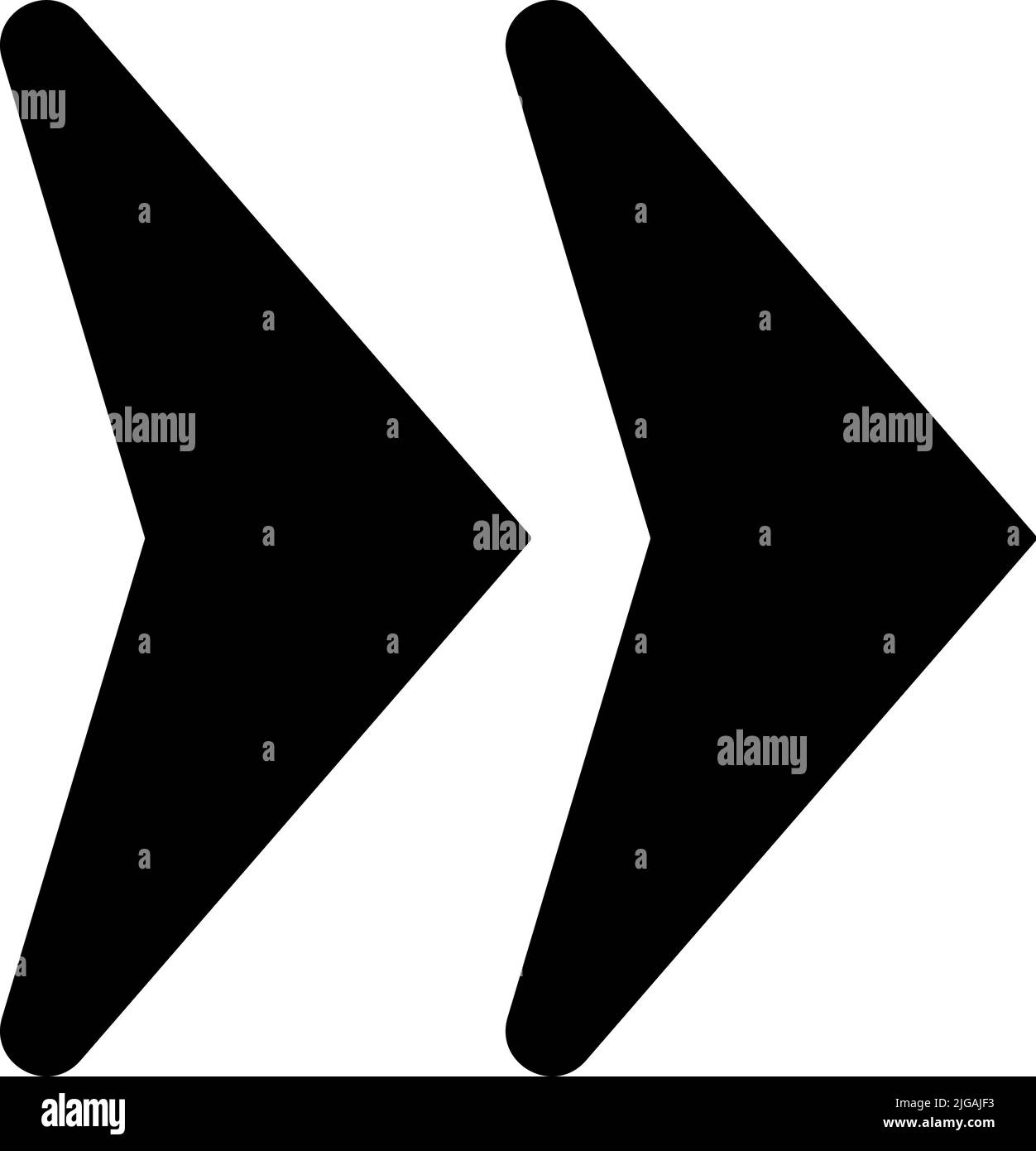 Two arrows to the right icon. Simple glyph, flat vector of arrows icons ...